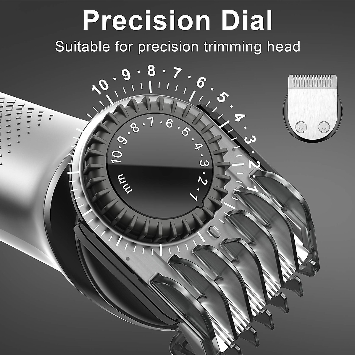 Hatteker Beard Trimmer for Men Hair Clipper Cordless Mustache Nose Trimmer Body Groomer Hair Cutting Kit Precision Trimmer USB Rechargeable Waterproof 5 in 1(Silver)