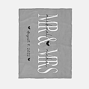 FunStudio Custom Blanket for Couple Men Women Customized Adults Throw Blankets with Name Text Date Personalized Birthdady Wedding
