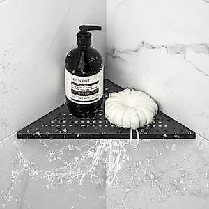 Bernkot Corner Shower Shelf, 10" Matte Black 304 Stainless Steel Grout in Shelf Rack for for Tiled Wall, Recessed Bathroom Shelf, No Drilling Needed