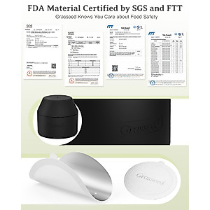 Grasseed Reusable Vertuo Capsule Kit for VertuoLine Capsules with 50Pcs Aluminum Foil Seals Lid, Holder and Brush, Fits for Refill Pods Vertuoline Pod - Black