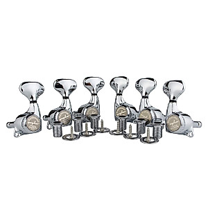 Guyker Guitar Locking Tuners (3L + 3R) - 1:21 Lock String Tuning Key Pegs Machine Head Set Replacement for ST TL SG LP Style Electric, Folk or Acoustic Guitars - Chrome