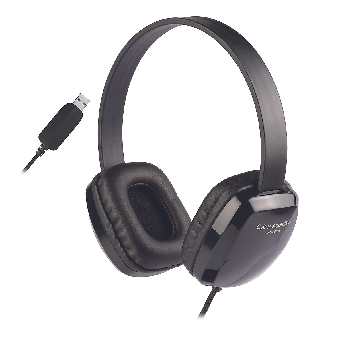 Cyber Acoustics USB Stereo Headphones for PCs and Other USB Devices in The Office, Classroom or Home (ACM-6005)