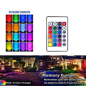 Color Changing Spot Light Outdoor, IP65 Waterproof Yard Spotlights, 12W RGB Christmas Decorate Landscape Lights APP & Remote Control Metal Case Spiked Stand for Houses Garden Trees Flags (2 Pack)