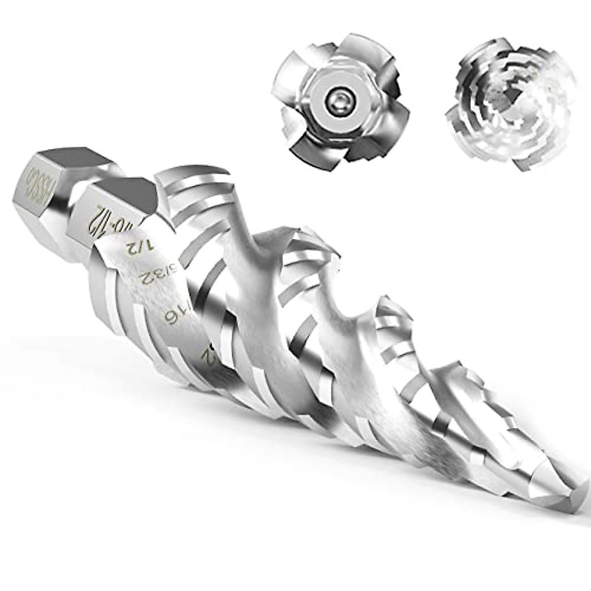 M35 Cobalt Step Drill Bit 1/8" - 1/2"（13 Sizes），Four Helical Flutes, 1/4" Hex Shank Drill.M35 Cobalt Step Drill Bit for Working Metal, Wood, Aluminum, Plastic, Great for DIYers