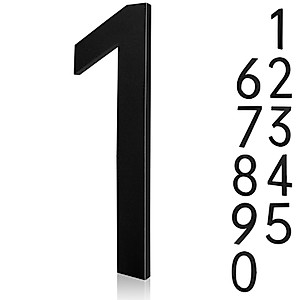 Mailbox Numbers Black - Adhesive House Numbers for Outside, 5 Inch Address Numbers for House Stick on for Apartment Door Farmhouse Mailbox Office Hotel, Frosted Matte Black Acrylic House Number 1