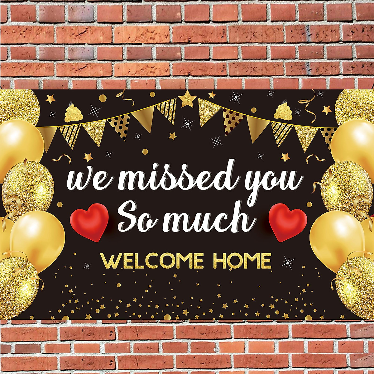 LOONELO Welcome Home Backdrop Banner Decorations with 70.8"X43.3"，We Missed You So Much Backdrop Photo Booth Props, Welcome Home Sign for Graduation Retirement Military Army Homecoming Decorations