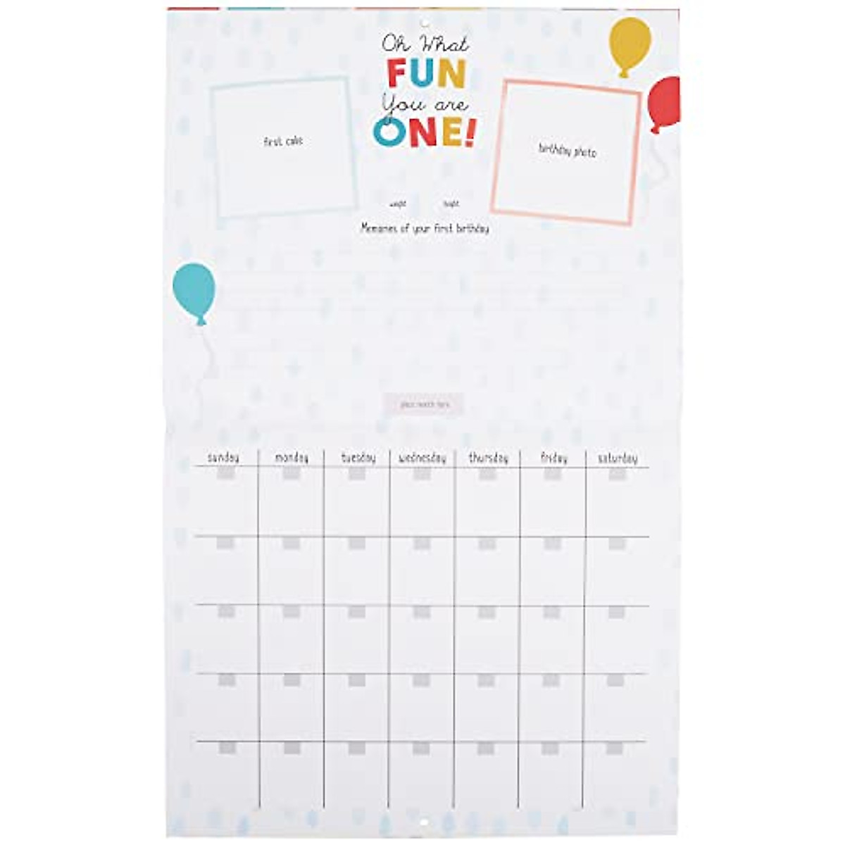 C.R. Gibson BA3-24545 You are My Sunshine Gender Neutral Baby's First Year Keepsake Calendar, 11" W x 18" H Open, Multicolor