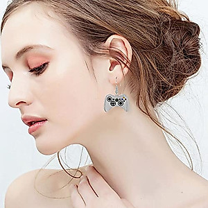 KVANU Unique 80s 90s Punk Stainless Steel Video Game Control Consoles Dangle Drop Earring for Women Men Her Game Enthusiast Game Lover Jewelry Gift (Style-3)