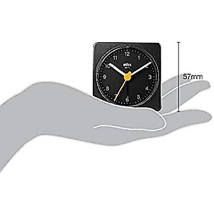 Braun Classic Mixed Black Analogue Alarm Clock Home Gift Bundle with Snooze and Light, Quiet Quartz Movement, Crescendo Beep Alarm in Black, Model BC12B, BC02XB (2 Pack)