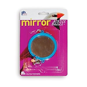 Prevue Hendryx Birdie Basics 2 Sided Mirror with Bell Bird Toy, 6 x 3 (60422)