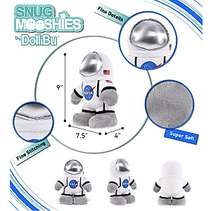 DolliBu Snug Mooshies Standing Astronaut Stuffed Plush Toy - Cuddly Super Squishy Soft Toys, Huggable Big Stuffed Plush for Girls and Boys, Cute Toy Stuffed Pillow for Kids - 9 inches