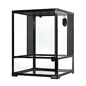 REPTI ZOO Reptile Glass Terrarium, 18" x 18" x 24" Knock-Down Reptile Habitat Tank with Double Hinge Door & Top Screen Ventilation and Side Mesh Ventilation, 30 Gallon Large Reptile Terrarium