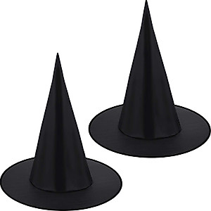 SATINIOR 2 Packs Halloween Witch Hats Witch Costume Accessory for Halloween Party, Black