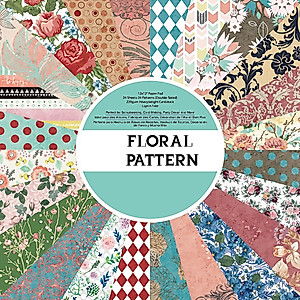 GLKTOPO Double-Sided Scrapbook Paper 12x12 Card Stock, Floral Patterned Scrapbooking Pack, Heavyweight Premium Printed Background, Theme Cardmaking Decor Craft for Art Project-24 Pages