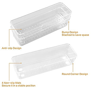 Modern-Depo 25 PCS Clear Drawer Organizer Set 4 Sizes Plastic Drawer Storage Bins Dividers Trays Dot Box for Makeup, Jewelry, Kitchen Utensils, Gadgets, Office