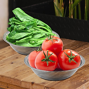 HengDu Stainless Steel Mixing Bowl, Flat Bottom Wide Flat for Larger Capacity, 8.7" Set of 3