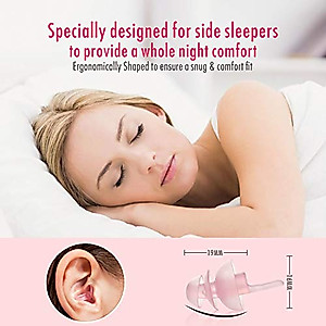 Hearprotek Sleeping Ear Plugs,2 Pairs Ear Plugs (32db & 30db) Ultra Soft Noise Reduction and Hearing Protection earplugs for Side Sleepers, snoring, Travel, Working, Safety (Pink)