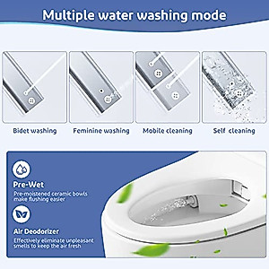 Smart Bidet Toilet- Tankless One Piece Toilet with Remote Control,Temperature Controlled Wash Functions,Warm Air Dryer Heated Bidet Seat, Hip Cleaning Temperature Adjustment Intelligent Toilet
