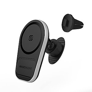 Scosche MPQ5DV-XTSP MagicMount Pro Charge5 15W Wireless Charging MagSafe Car Mount, Magnetic Phone Holder for Dashboard/Vent Compatible with iPhone 16/15/14/13/12 Pro/Pro Max/Plus, MagSafe Case & More