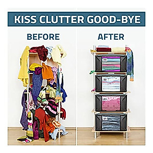 NestNeatly Large Capacity Clothes Storage Bag Organizer with Reinforced Handle for Comforters, Blankets, Bedding, Foldable with Sturdy Zipper, Clear Window, 3 Pack, Gray