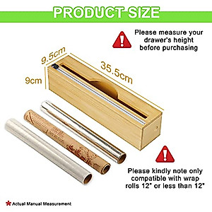 Ziplock Bag Organizer, Wrap Dispenser with Cutter, Plastic Wrap, Aluminum Foil and Wax Paper Dispenser for Kitchen Drawer, Bamboo Roll Organizer Holder