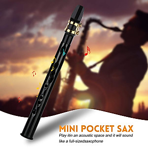Pocket Saxophone Kit Mini Sax Portable Woodwind Instrument with Lid, Mouthpiece, Carrying Bag, Fingering Charts