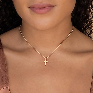 KICKGY Gold Cross Necklace for Women 14K Gold Plated Small Cross Necklace Dainty Gold Necklace Cute Cross Choker Necklace Simple Cross Pendant Necklace Aesthetic Jewelry for Women Gift