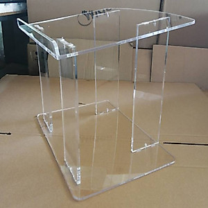 Clear Acrylic Podium Stand,Tabletop Acrylic Podium Pulpit Lectern for Churches, Professional Portable Presentation Podium Lectern with Wide Reading