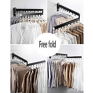 EAFTOS Wall Mounted Clothes Hanger with Outdoor Balcony Multifunctional Clothes Hanger Invisible Folding Drying Rack Adjustable (Color : Gray)