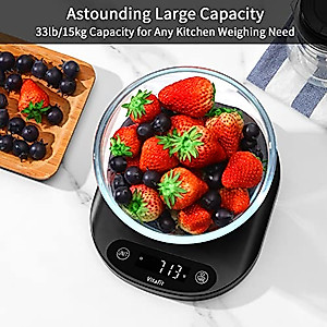 Vitafit 33lb Food Kitchen Scale,Weighing Professional Since 2001, Digital Grams and Ounces for Cooking Baking, Batteries Included, Black