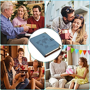 SEEHAN A5 Binder Leather Journal Lined Paper Notebook A5 Planner 200 Pages,“World Map” A5 Writing Notebook 6 Rings Binder Travelling Journals for Mens Womens