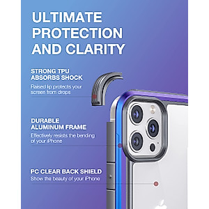 RAPTIC Shield for iPhone 13 Pro Case, Shockproof Protective Clear Case, Military 10ft Drop Tested, Durable Aluminum Frame, Anti-Yellowing Technology Case for iPhone 13 Pro, Iridescent