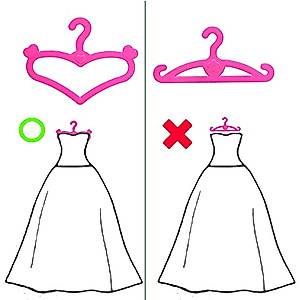 BJDBUS 62 Pcs Pink Plastic Hangers for 11.5 inch Doll Clothes Gown Dress Outfit Holders Accessories