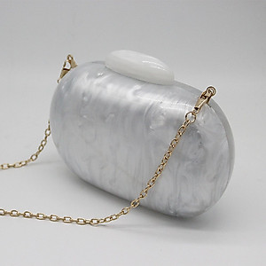 Dirmmis Fashion Women Acrylic Cute Round Marble White Pearl Party Evening Bags Luxury Prom Handbags Casual Clutch
