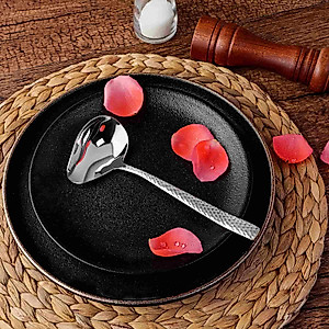 KEAWELL Louis Hammered 18/10 Stainless Steel Sauce Ladle With Pouring Spout, Great small sauce spoon for gravies and dressings, 7.4 Inch, Dishwasher Safe (2)