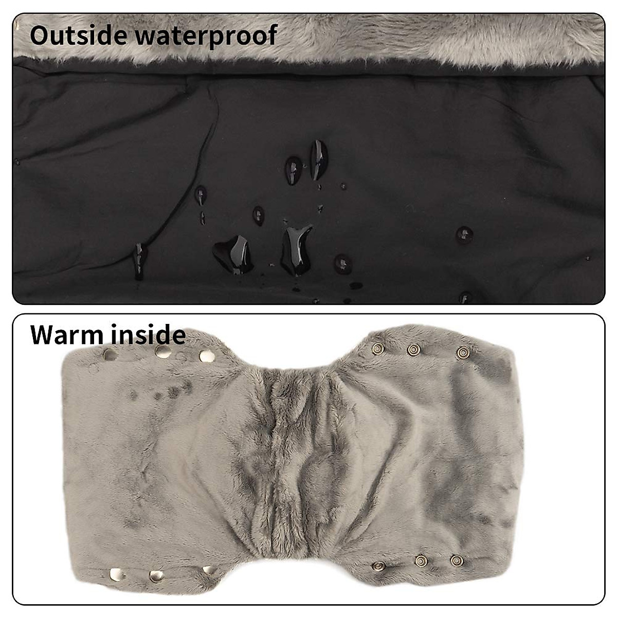 Stroller Fleece Hand Muff, Pram Pushchair Gloves Hand Gloves Waterproof Anti-Freeze Extra Thick Warm Winter Baby Stroller Gloves for More use with 1 Buggy Clip