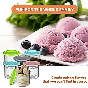 Pitymody Ice Cream Pint Containers and Lids Compatible with Ninja NC299AMZ & NC300s Series Creami Ice Cream Makers, BPA-Free Dishwasher Safe, Part No. XSKPLID2CD, 6 Pack