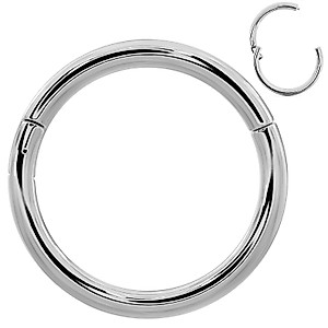FreshTrends Platinum Plain Clicker Ring Hoop, Solid 950 Platinum | 18G | 1/4" (6mm)