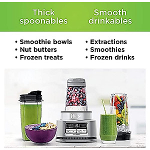 Ninja Foodi SS100 Stainless Steel Smoothie Blender Bowl Maker and Nutrient Extractor with 24-Oz Nutrient Extraction Cup, To-Go Lids and Hybrid Blades