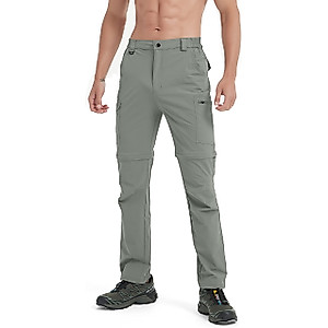 Men's Hiking Pants Convertible Zip Off Lightweight Waterproof Quick Dry Outdoor Fishing Travel Safari Camping Sage Green 36