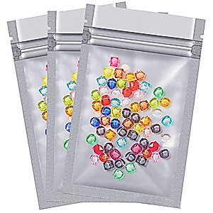 200 Pieces Foil Pouch Bag,Resealable Odor Proof Bags, Polyester Film Zip Lock Bags Aluminum Foil Bags, Metallic Polyester Film Foil Flat Food Storage Bags Pouch (Silver)