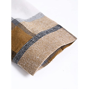 OYOANGLE Men's Casual Plaid Flannel Jacket with Hoodie Long Sleeve Button Down Shirt Brown Check L