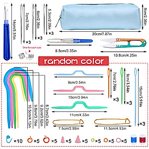 JUPEAN Complete Knitting and Crochet Accessories, Knitting Tool Kit Knitting Supplies Kit with Knitting Stitch Markers Plastic Sewing Needles Seam Ripper Cable Needles for Knitting Sewing Kit