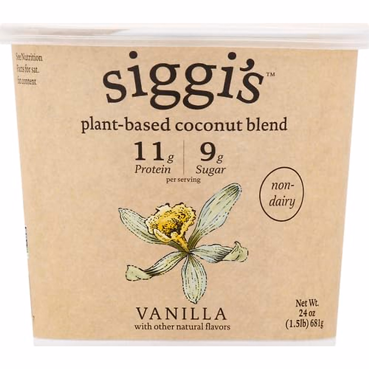 siggi's Plant-Based Coconut Blend, Vanilla – Dairy Free Snack, More Protein Than Sugar, Blue, 24 Oz