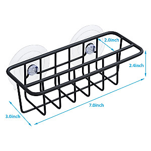 TESOT Sink Caddy Sponge Holder for Kitchen Sink Dish Cloth Hanger 2 Suspension Options(Suction Cups and Adhesive Hook), SUS304 Stainless Steel, Black