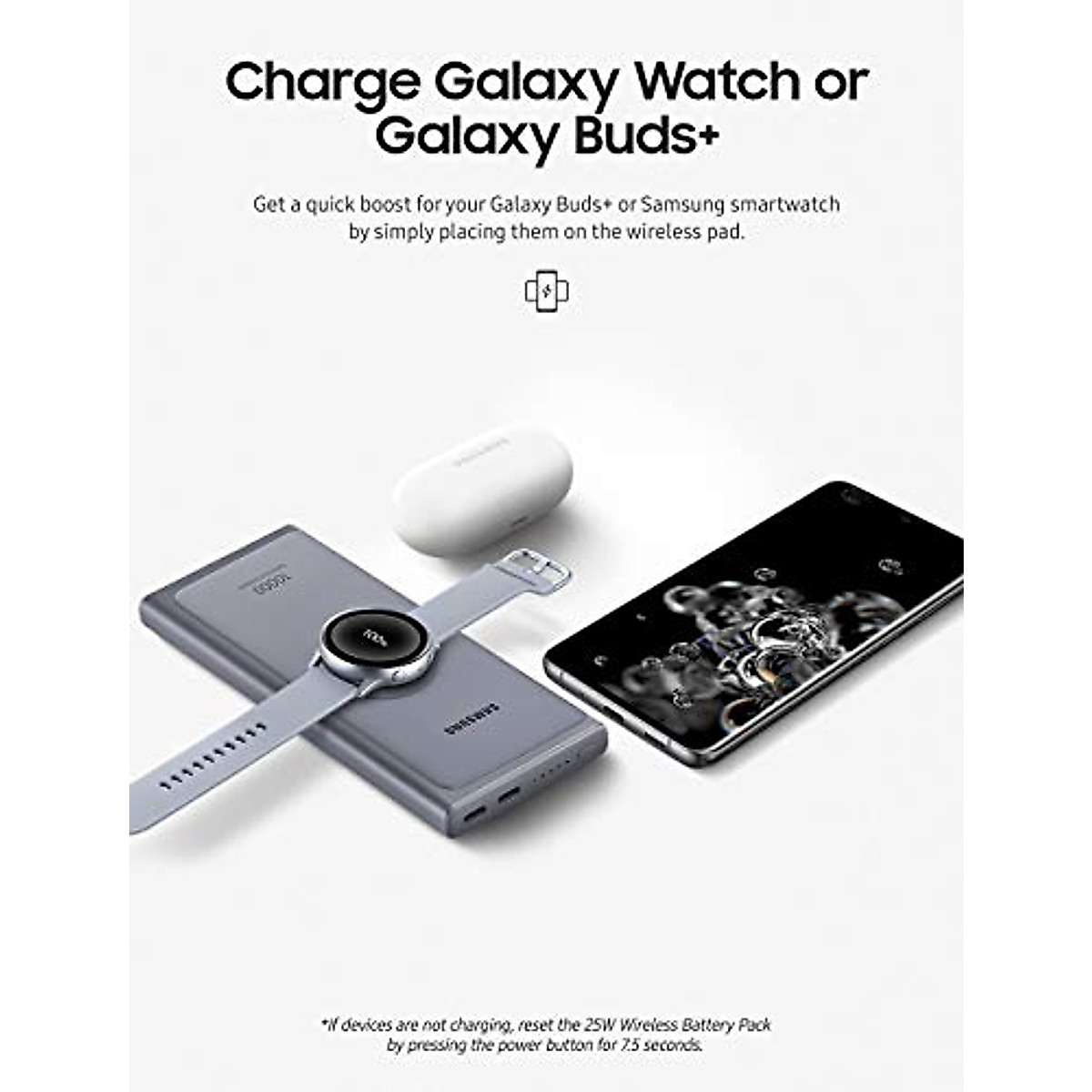 SAMSUNG 10,000 mAh Super Fast 25W Portable Wireless Charger Charger Battery Pack USB-C, Silver (US Version with Warranty) (EB-U3300XJEGUS)