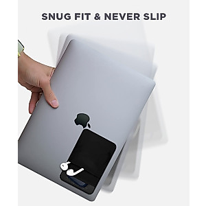 Afterplug 2-Pocket Pouch for Laptop with Reusable Adhesive, for Portable External SSD SanDisk, Samsung T7, Crucial X8, Apple Magic Mouse, Ledger Nano, USB Cable - Black