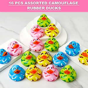 2.5 Inch Camouflage Rubber Duckies for Car Duck Rubber Ducks Car Ducking Camo Duck for Kids Baby Shower, Pool Activity (16 Pack)