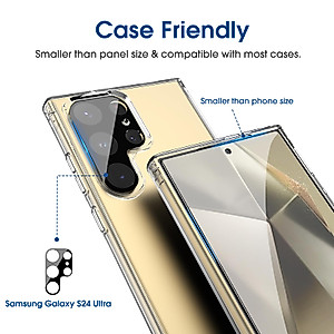 amFilm Auto-Alignment OneTouch for Samsung Galaxy S24 Ultra 6.8'' Screen Protector + Camera Lens Protector, Tempered Glass, 30 seconds Installation, Bubble Free, Case Friendly, Anti-Scratch [2+2 Pack]