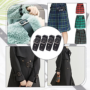 FINGERINSPIRE 4 Pcs Traditional Kilt Extender Straps Leather Cuff Belt Buckles 0.9x16 inch Black PU Leather Adjustable Belt with Metal Square Buckle Women's Belt for Coat Jacket Dress Bags DIY Craft